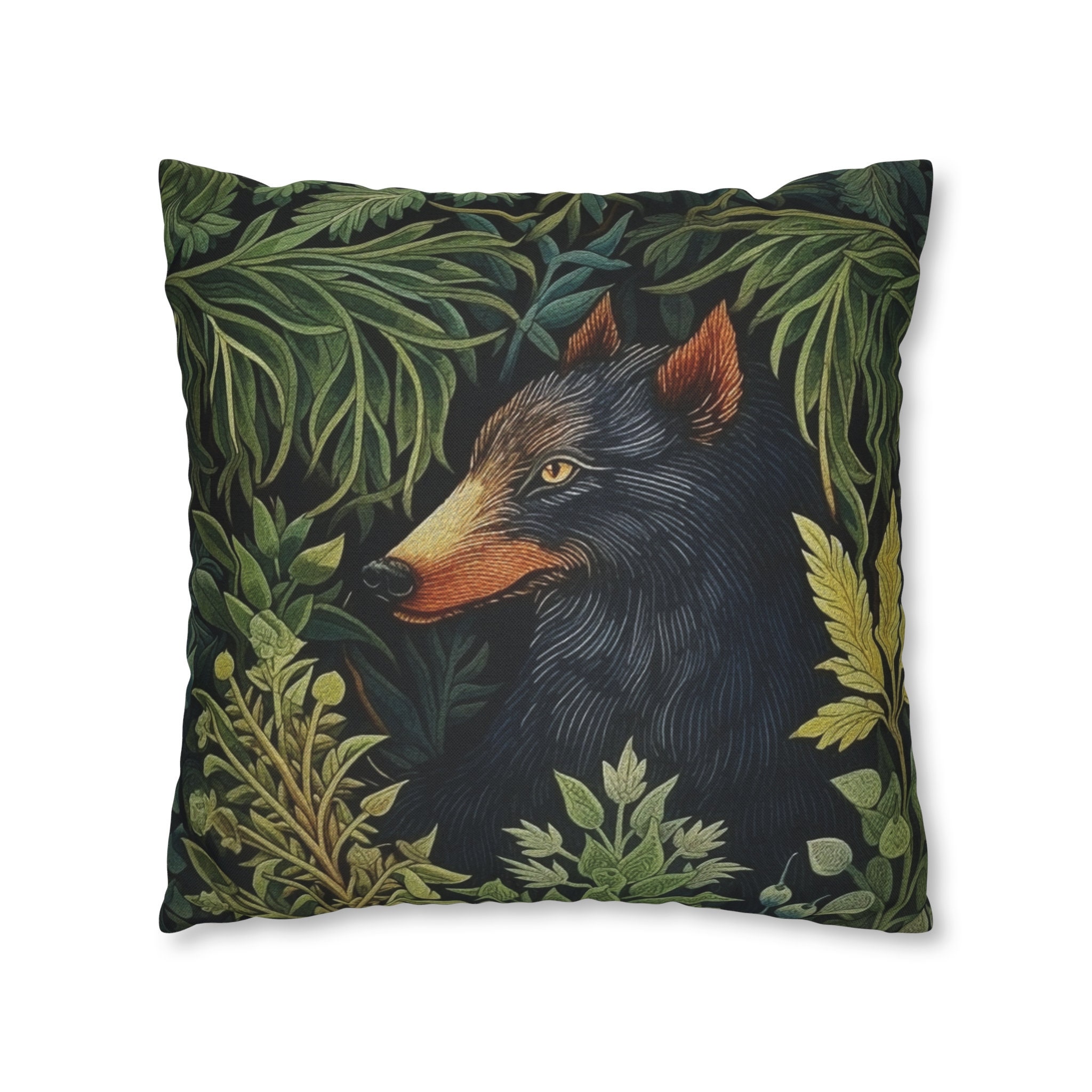 Cottagecore Wolf Floral Botanical Pillow Case William Morris Inspired ...