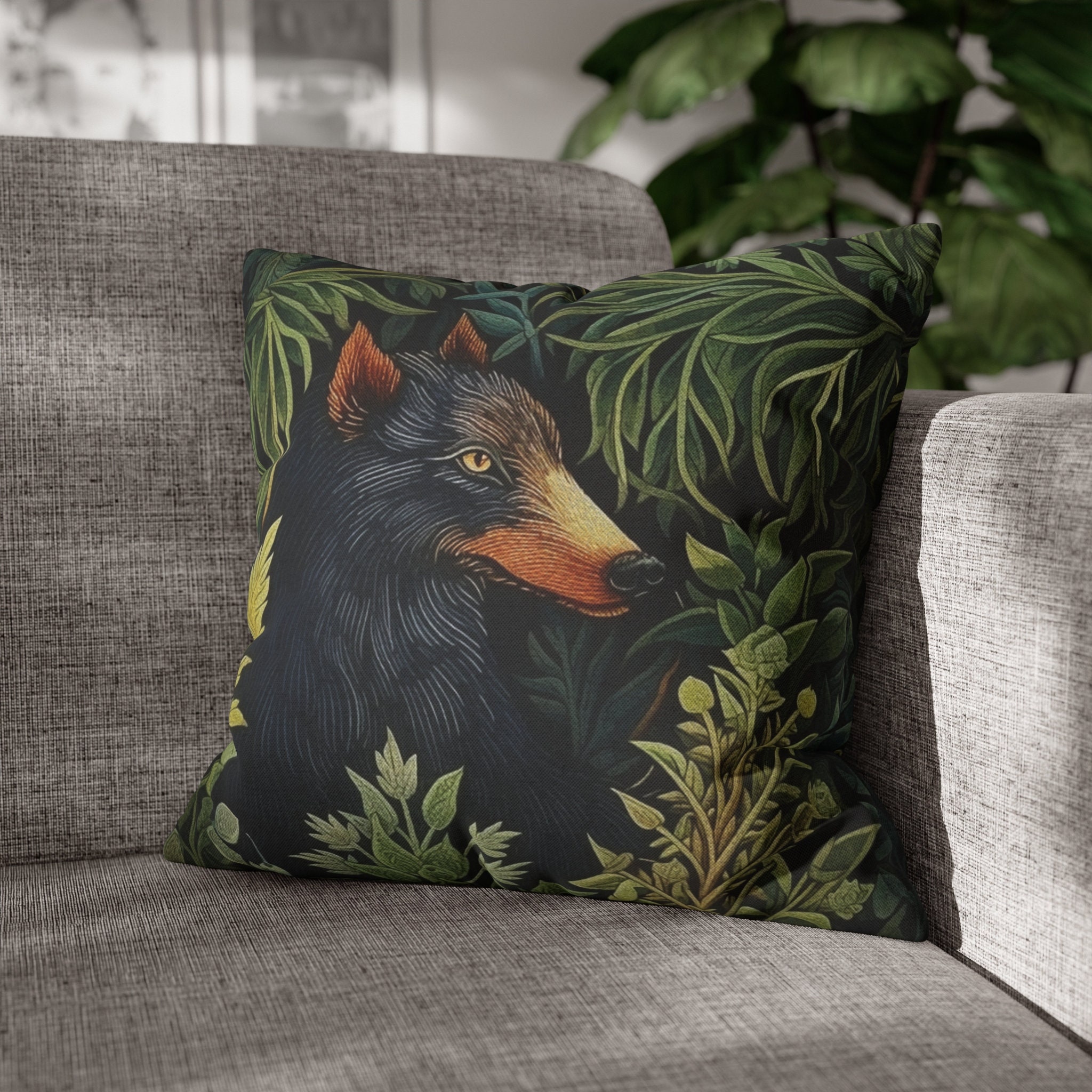 Cottagecore Wolf Floral Botanical Pillow Case William Morris Inspired ...