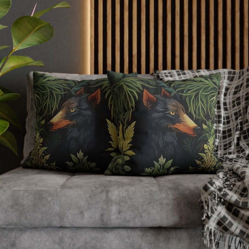 Cottagecore Wolf Floral Botanical Pillow Case William Morris Inspired ...