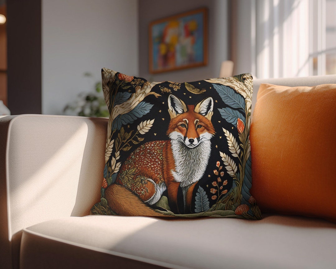 Cottagecore Clever Fox Floral Botanical Pillow Case William Morris ...