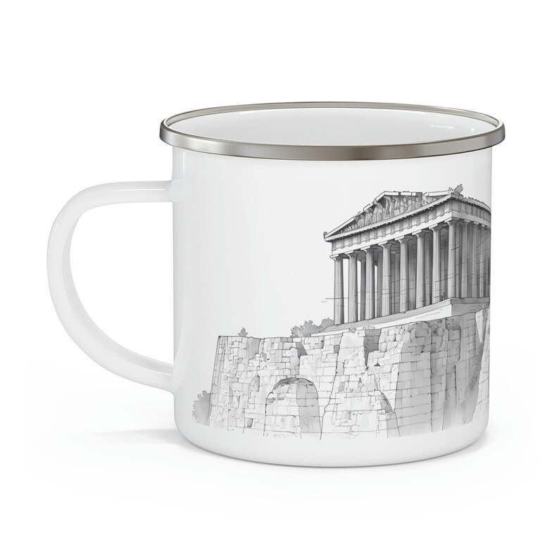 Acropolis Greece Enamel Camping Mug Athens Parthenon Coffee Cup Enamel ...