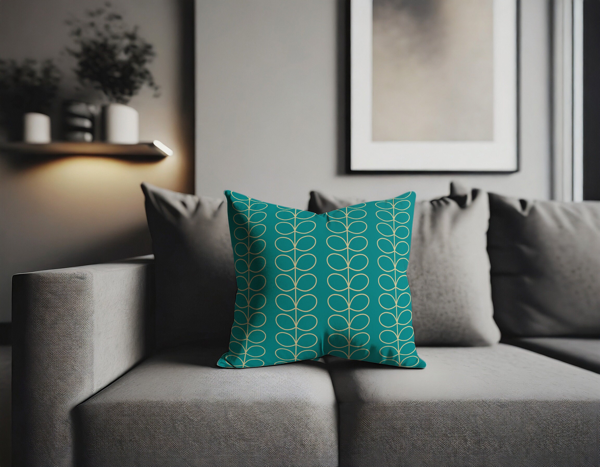 Scandinavian Pillow Cover Dark Cyan Cushion Case for Nordic Interior ...