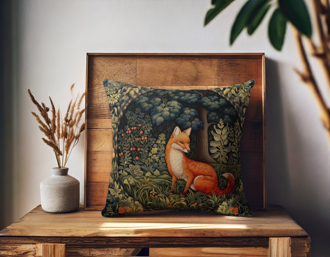 William Morris Fox Pillow Cushion Case Vintage Pillow Covers Botanical ...