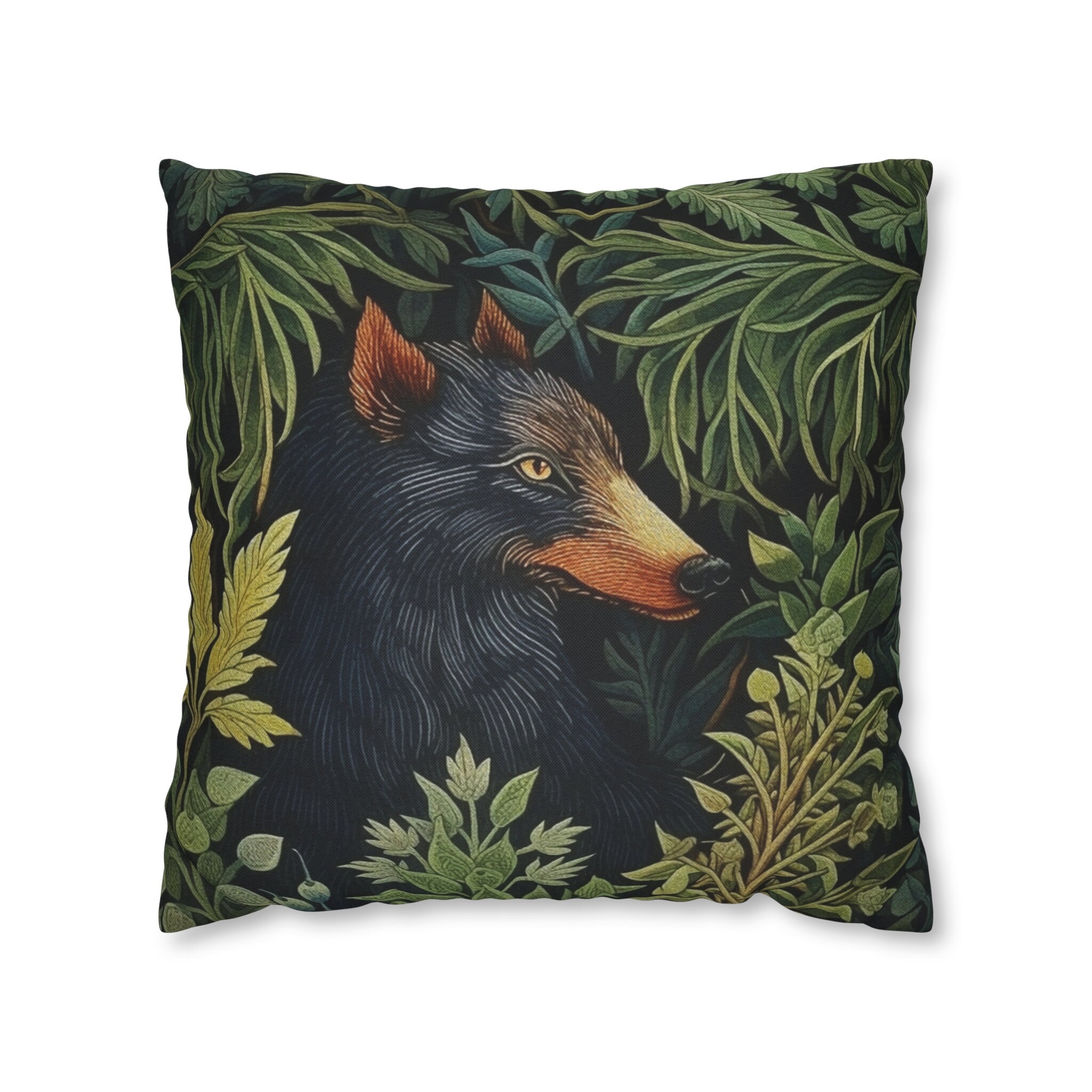 Cottagecore Wolf Floral Botanical Pillow Case William Morris Inspired ...