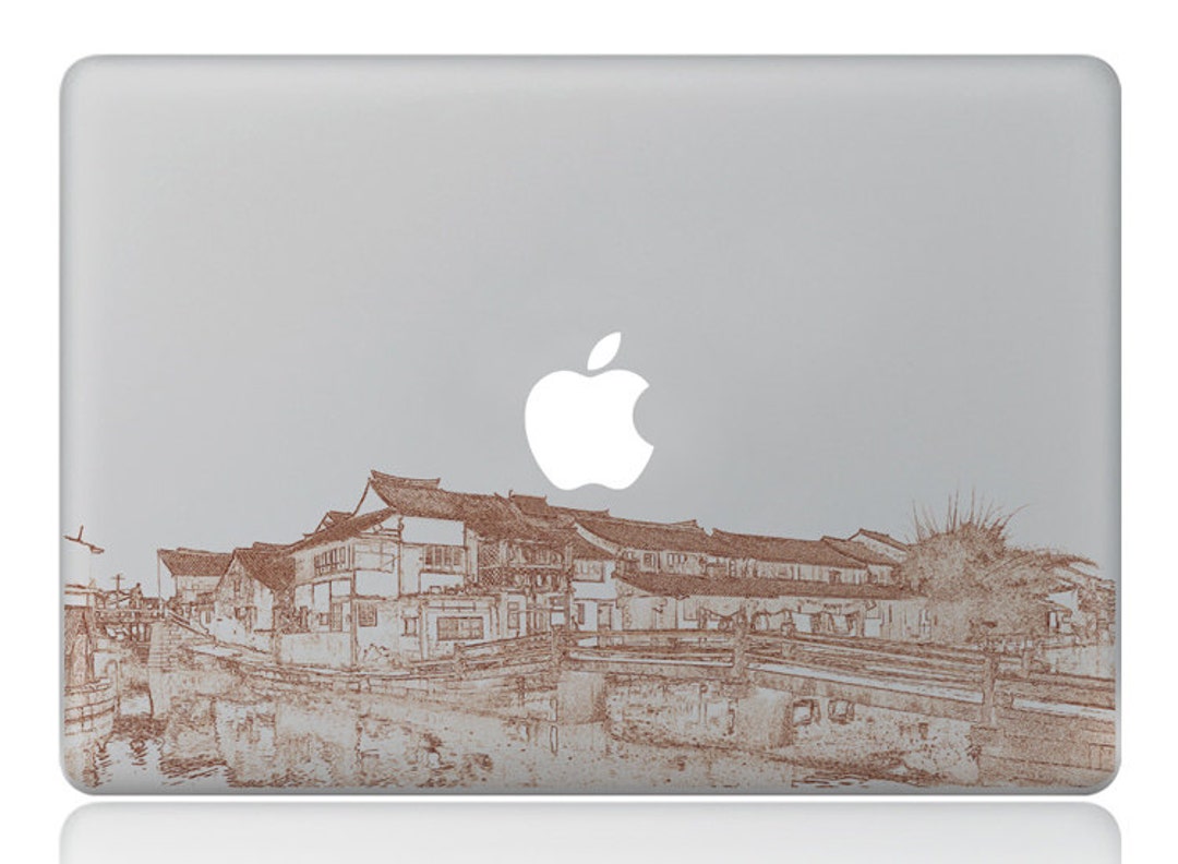 MacBook 13 Inch Decal Sticker Old Town and Apple Art for Apple Laptop ...