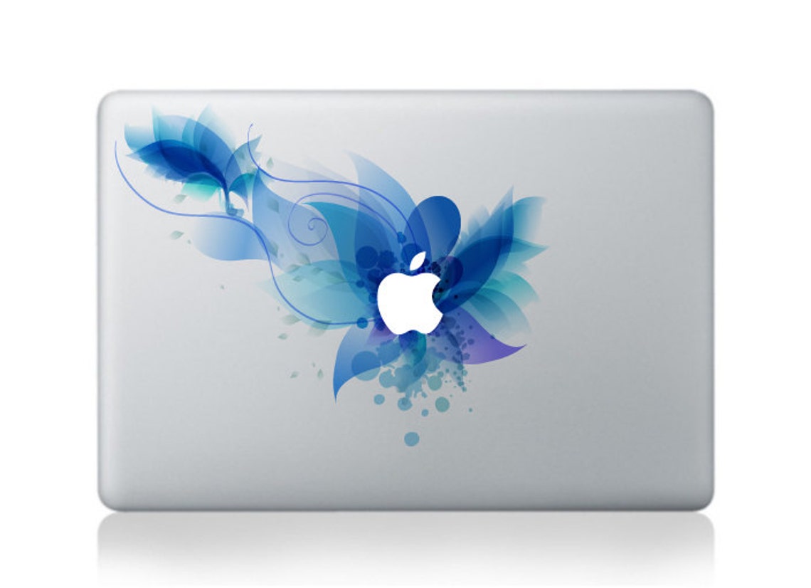 MacBook 13 Inch Decal Sticker Blue Lily and Apple Art for Apple Laptop ...