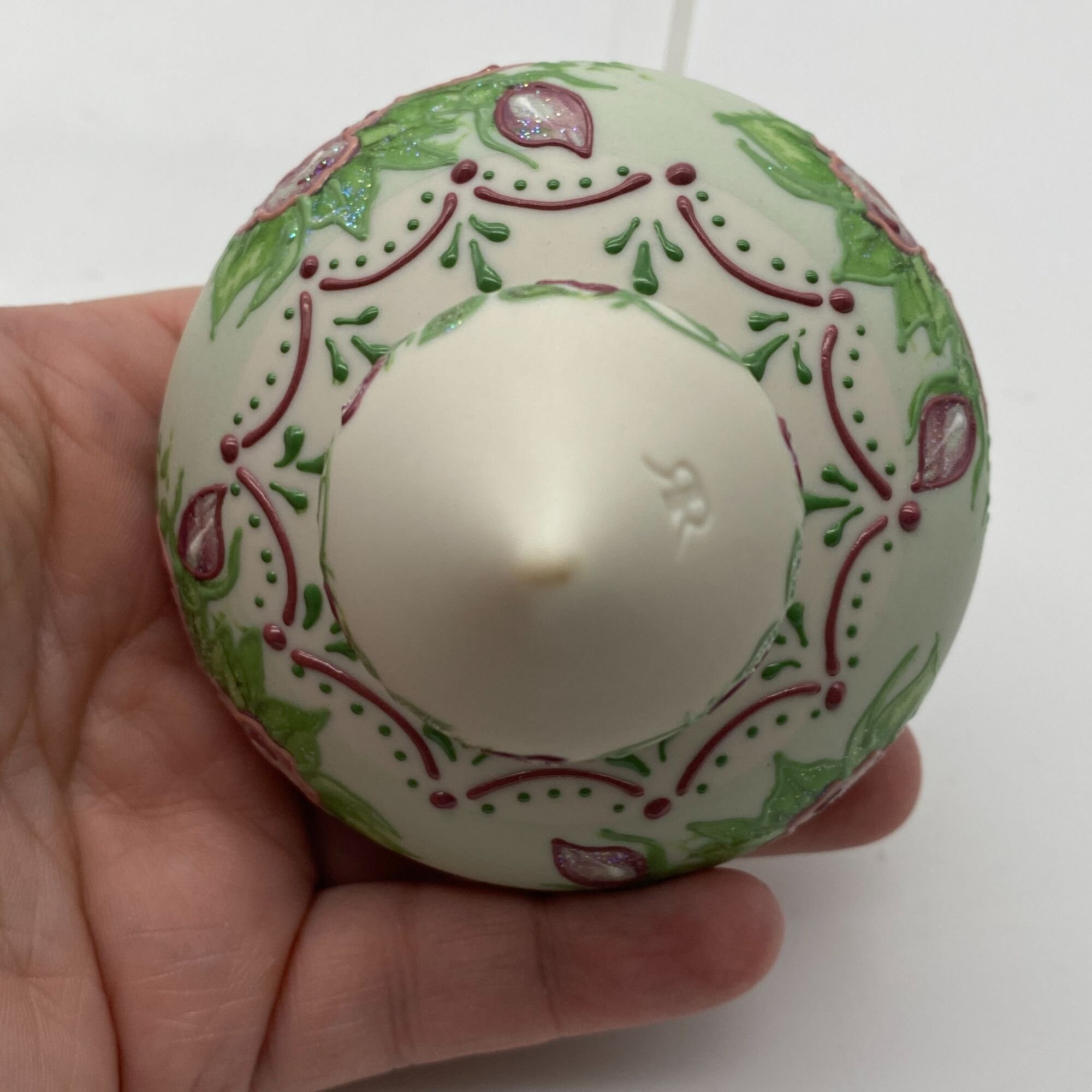 Rhyn-rivet Hand Painted Floral Christmas Tree Ornament Porcelain Turnip ...