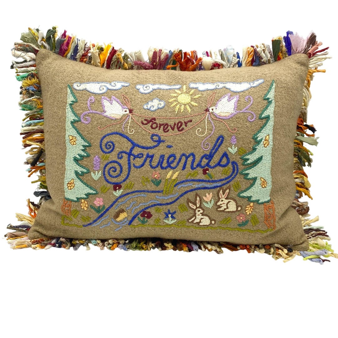 Catstudio Forever Friends Wool Throw Pillow Boho Hippie Fringe ...