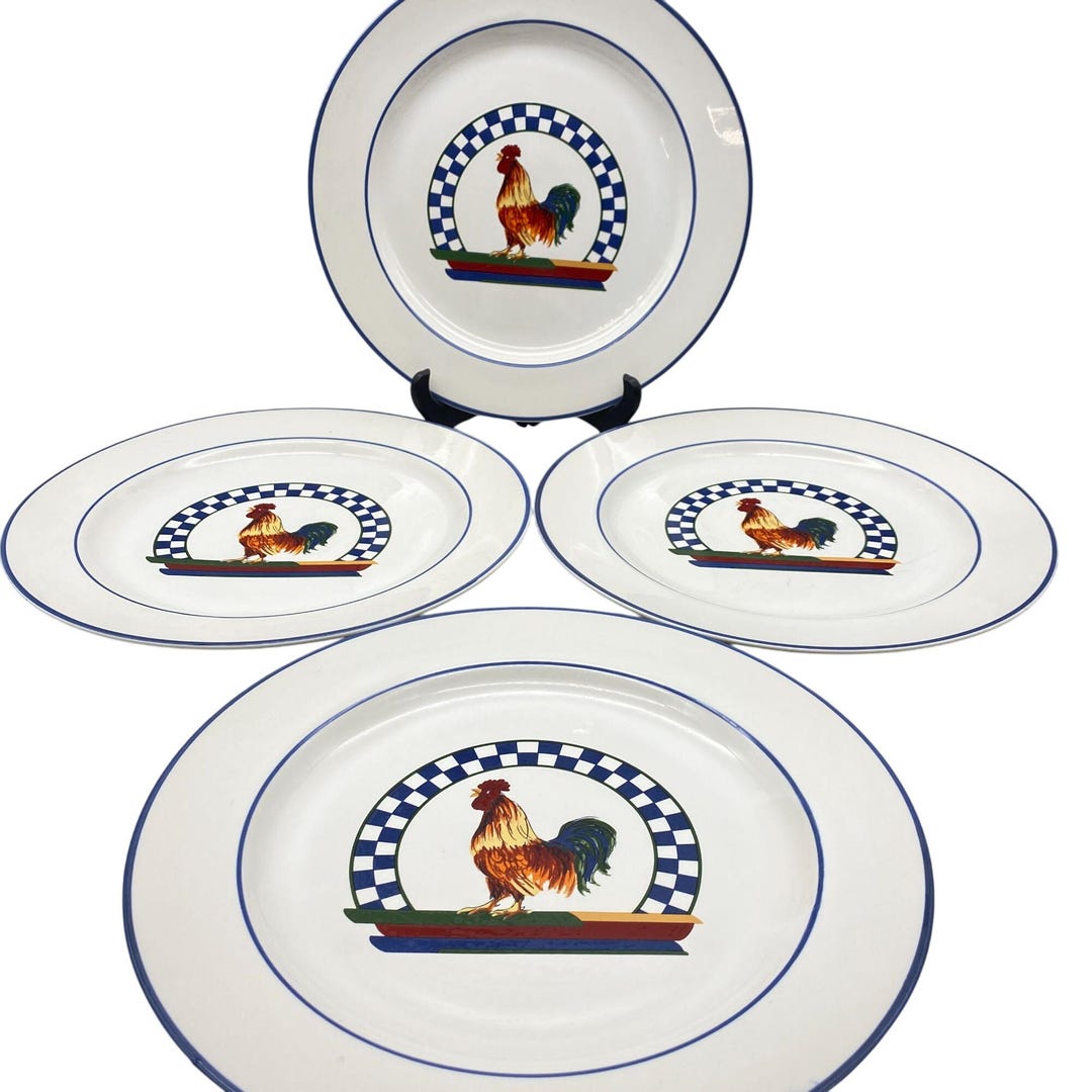Remy Century Stoneware Rooster Farm House Dinner Plates Set of Four ...