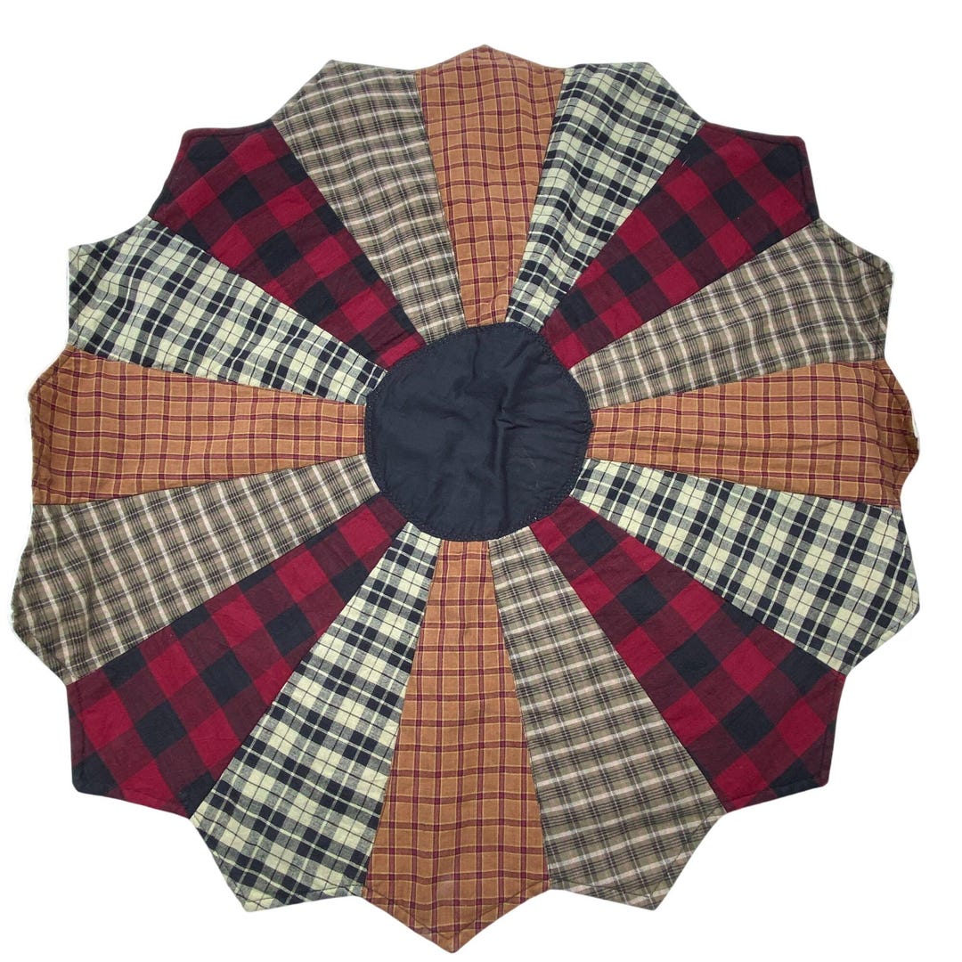 Plaid Patchwork Table Doily Cover Placemat Handmade Christmas Cottage ...