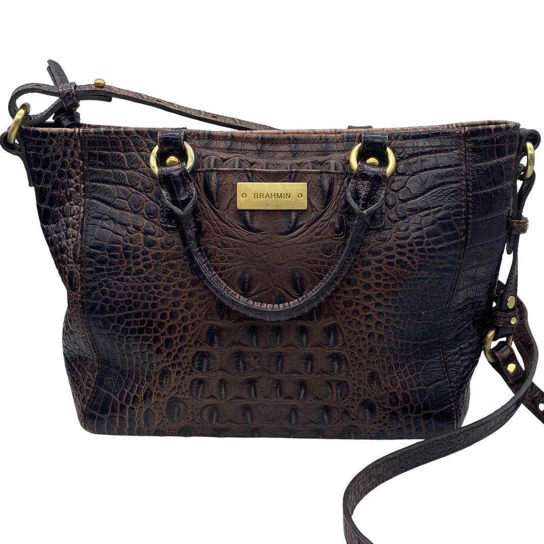 Brahmin Mini Asher Purse Bag Shoulder Pecan Croco Embossed - Etsy