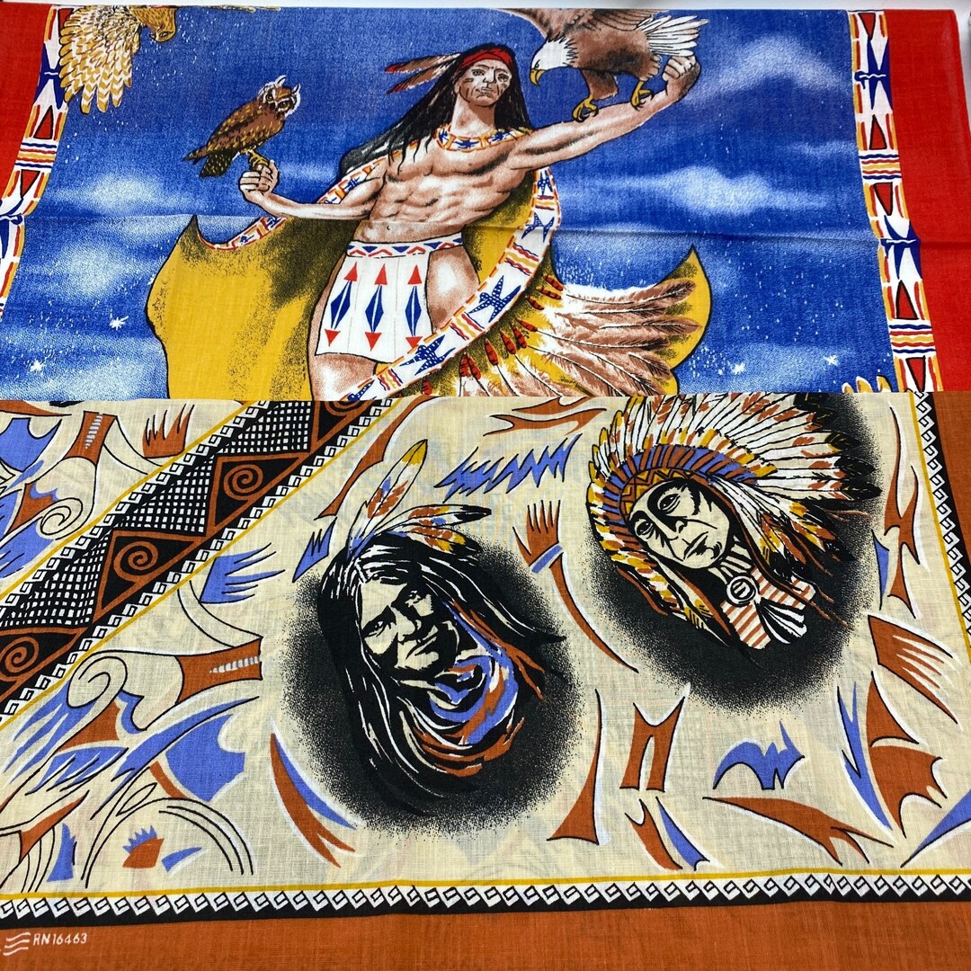 Vintage Boho Native American Bandana Lot Chief Indigenous - Etsy
