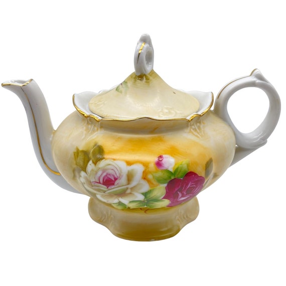 Vintage Lefton Musical Tea Pot Hand Painted Rose Pattern Japan - Etsy