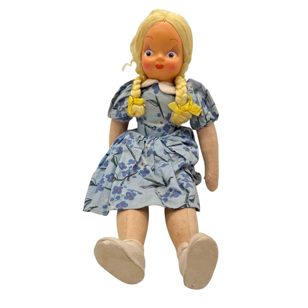 AD Sutton and Sons Plastic Face Cloth Body Doll Blond Soft Hair Blue ...