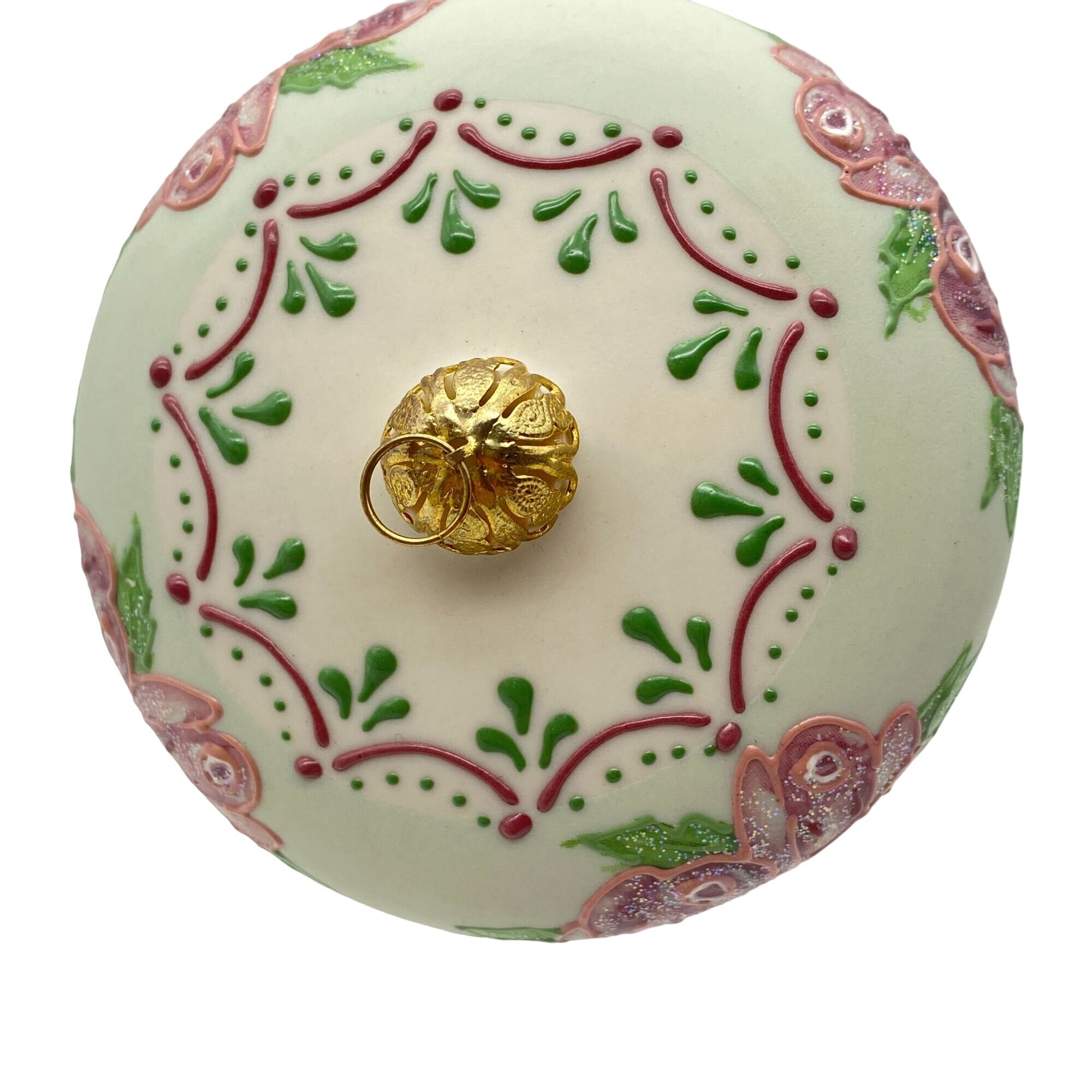 Rhyn-rivet Hand Painted Floral Christmas Tree Ornament Porcelain Turnip ...