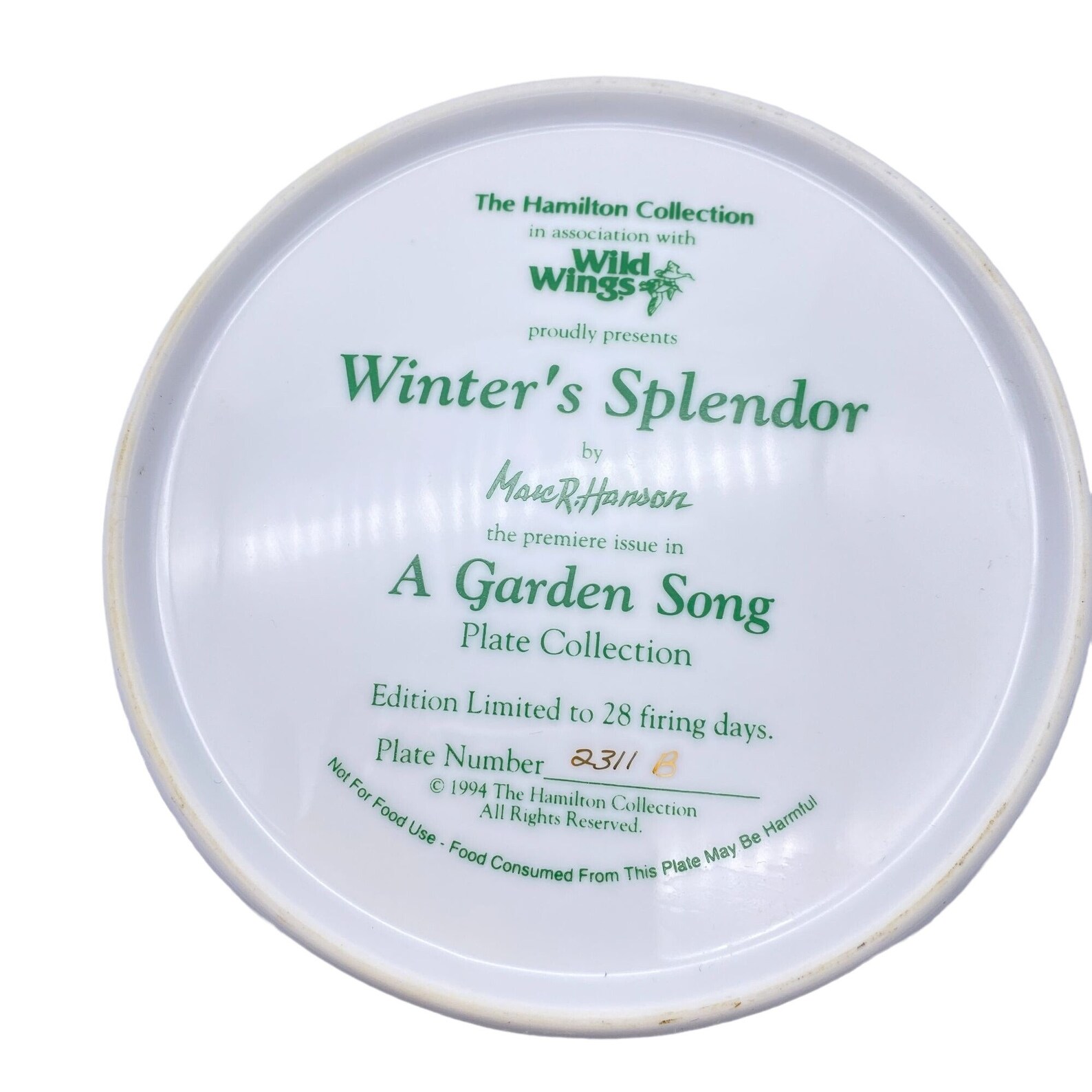 The Hamilton Collection Winters Splendor Cardinal Plate No 2311 B - Etsy