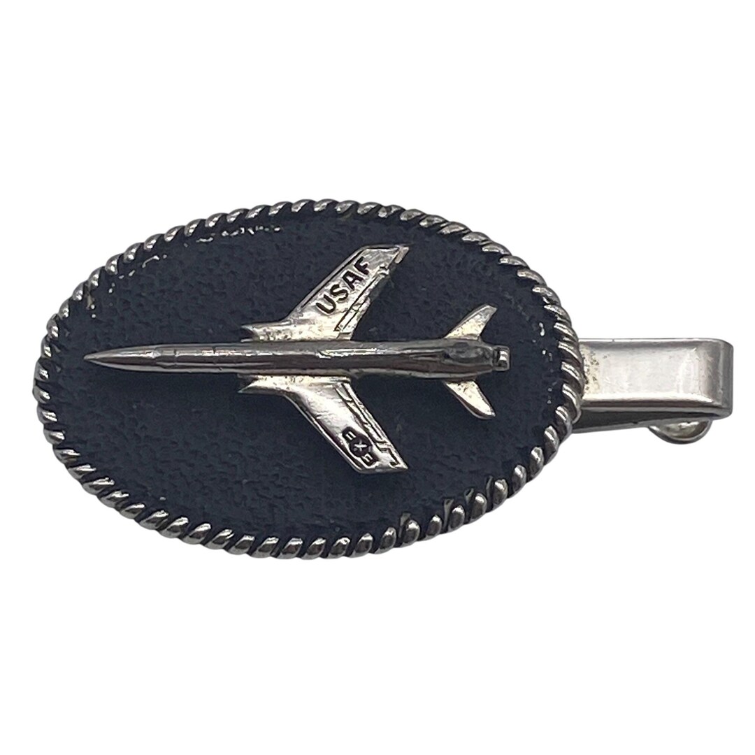 VTG Air Force Tie Clip Jet Fighter Plane Silver Tone Black USAF ...