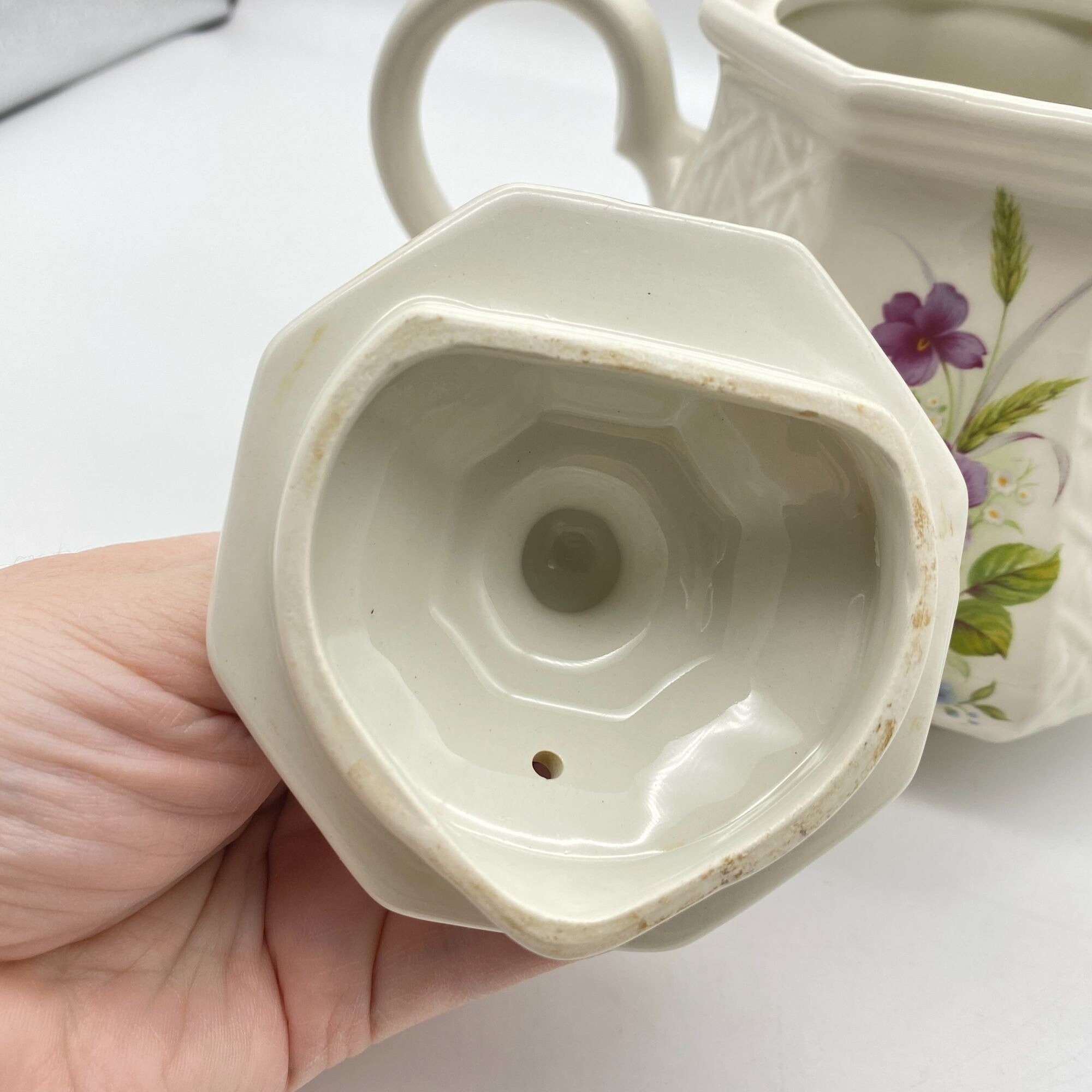 Vintage Sadler Windsor Floral Teapot England Pansy Weave Trellis Finish ...