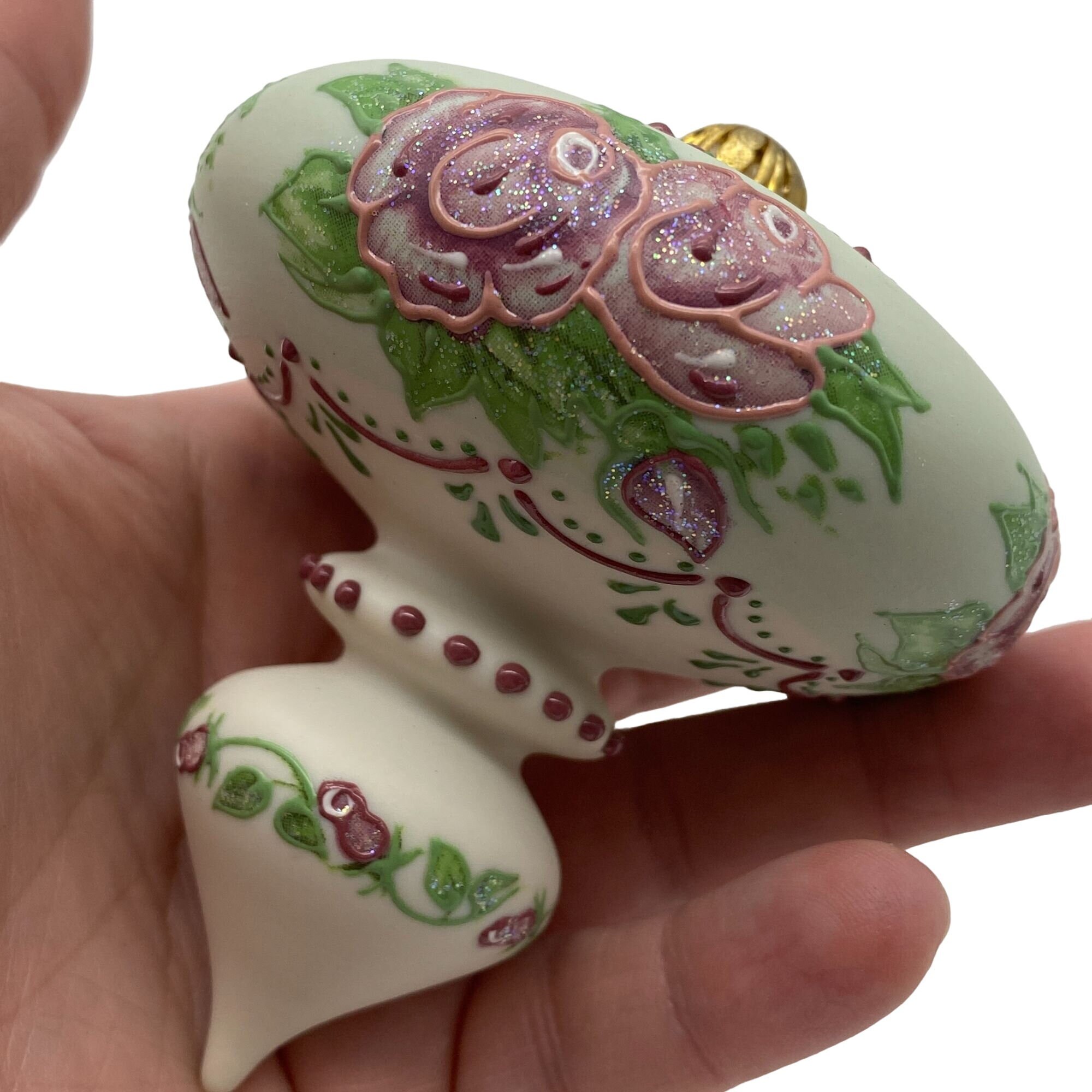 Rhyn-rivet Hand Painted Floral Christmas Tree Ornament Porcelain Turnip ...