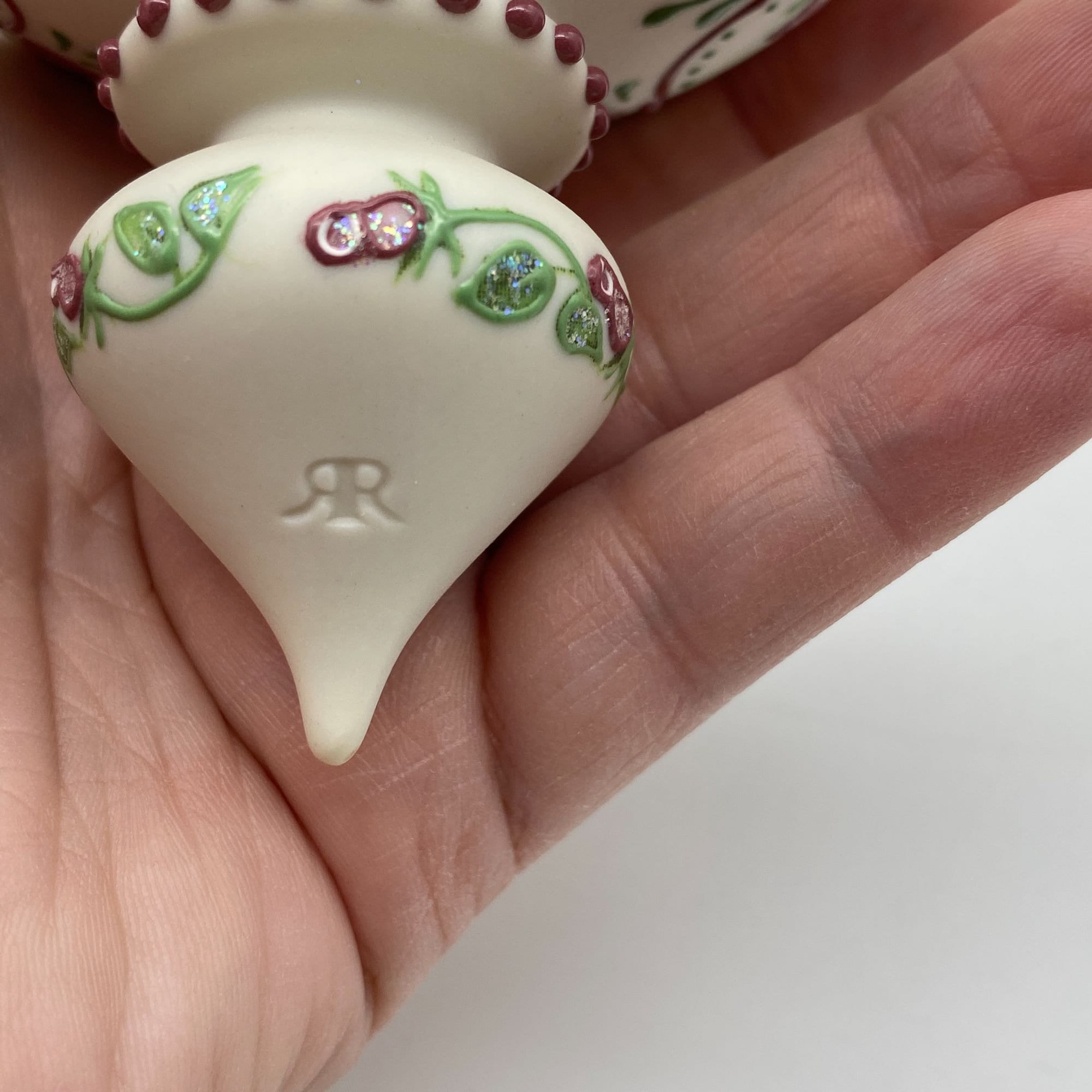 Rhyn-rivet Hand Painted Floral Christmas Tree Ornament Porcelain Turnip ...