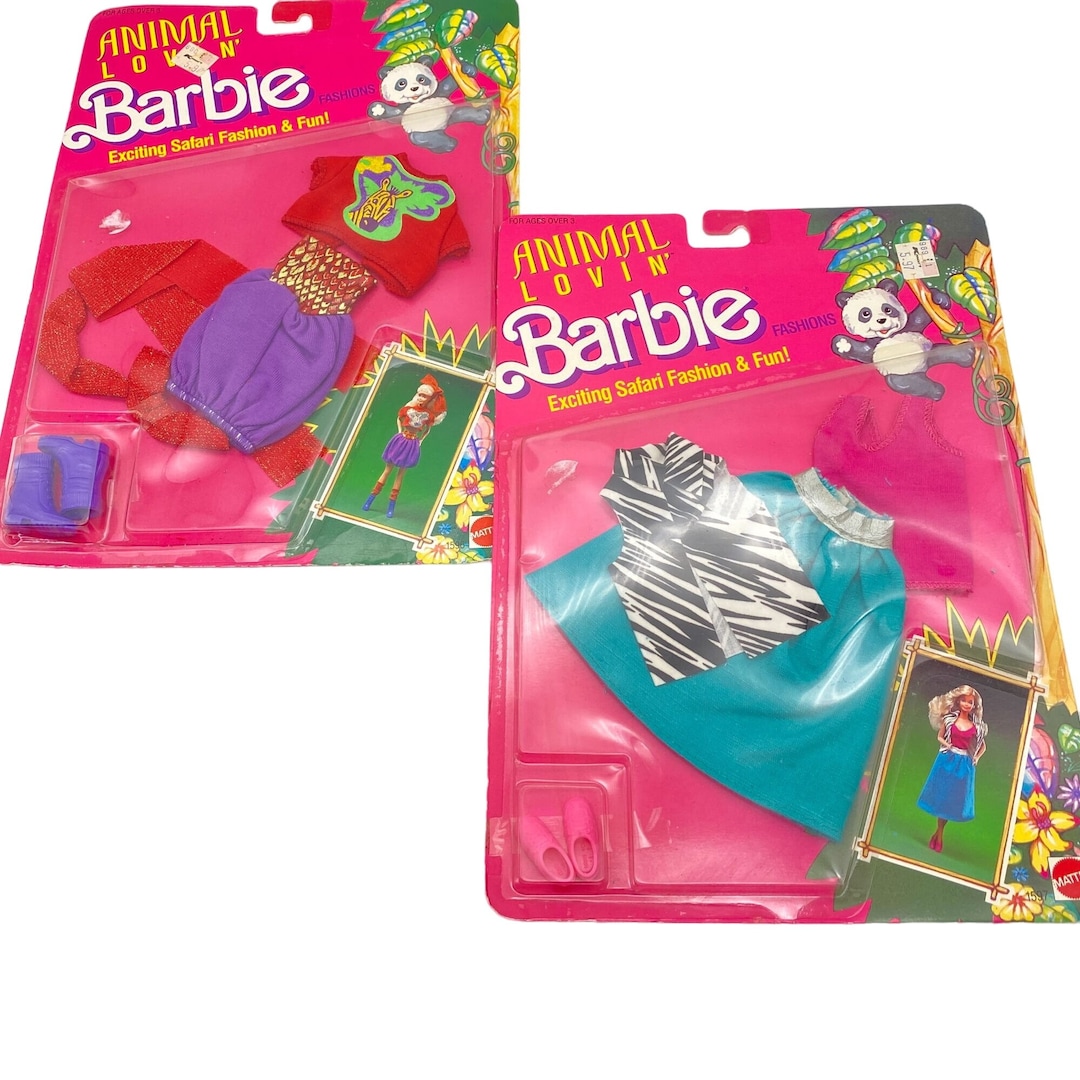 Vintage Barbie Animal Lovin' Safari Fashions Clothing Sets New Zebra ...