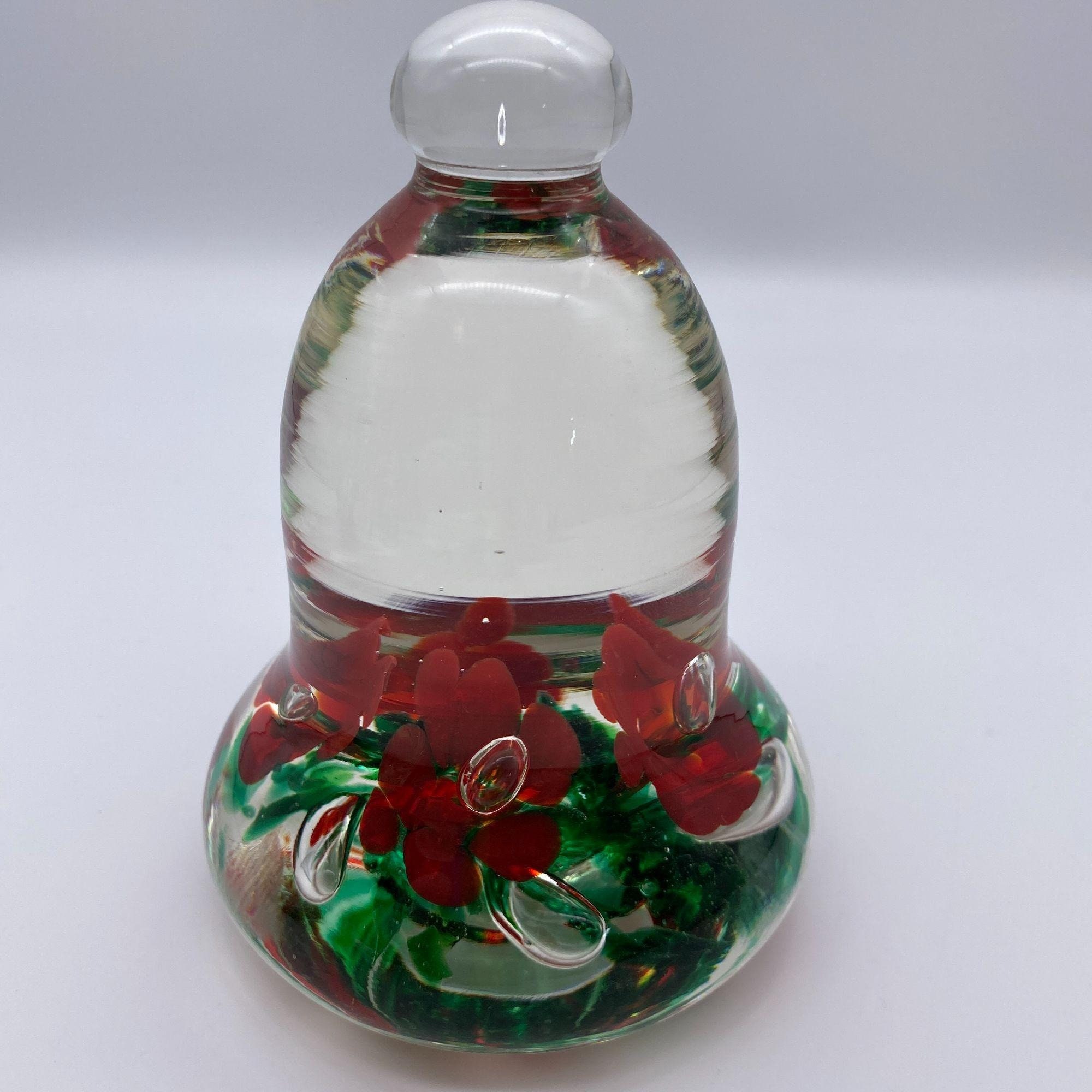 Maude & Bob St Clair Vintage art glass floral bell paperweight | Etsy