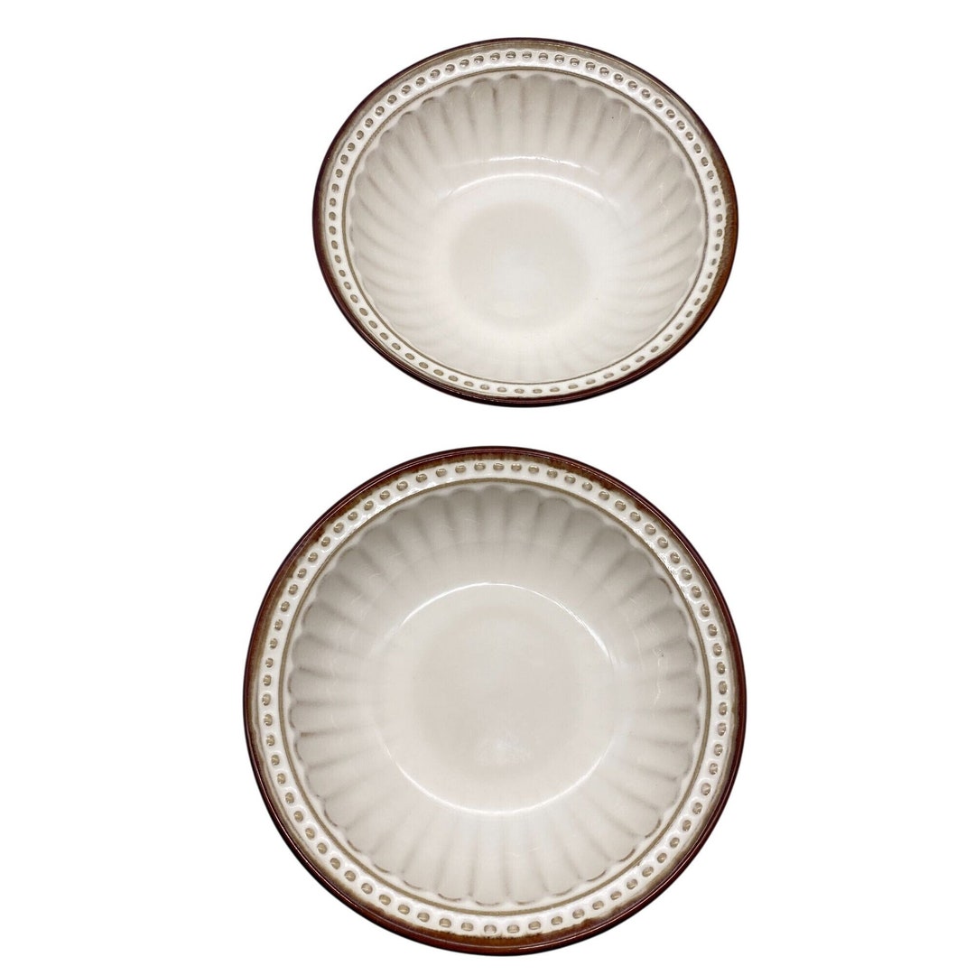 Gibson Elite Braedon Cream Soup Cereal Bowl 7.5" Lot of 2 Brown Cream ...