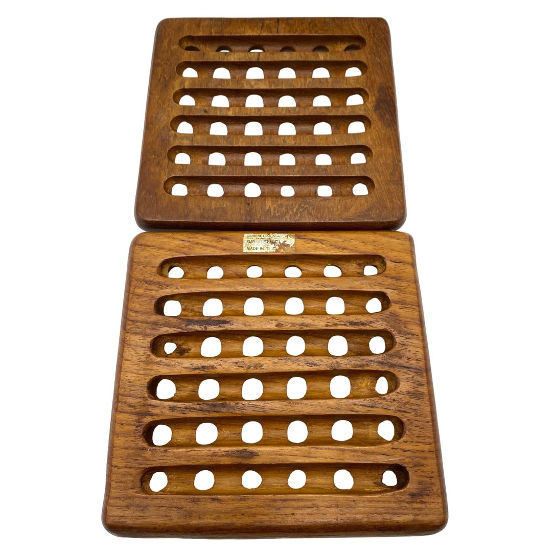 Vintage Teak Wood Kitchen Trivets Set of Two MCM Made in - Etsy