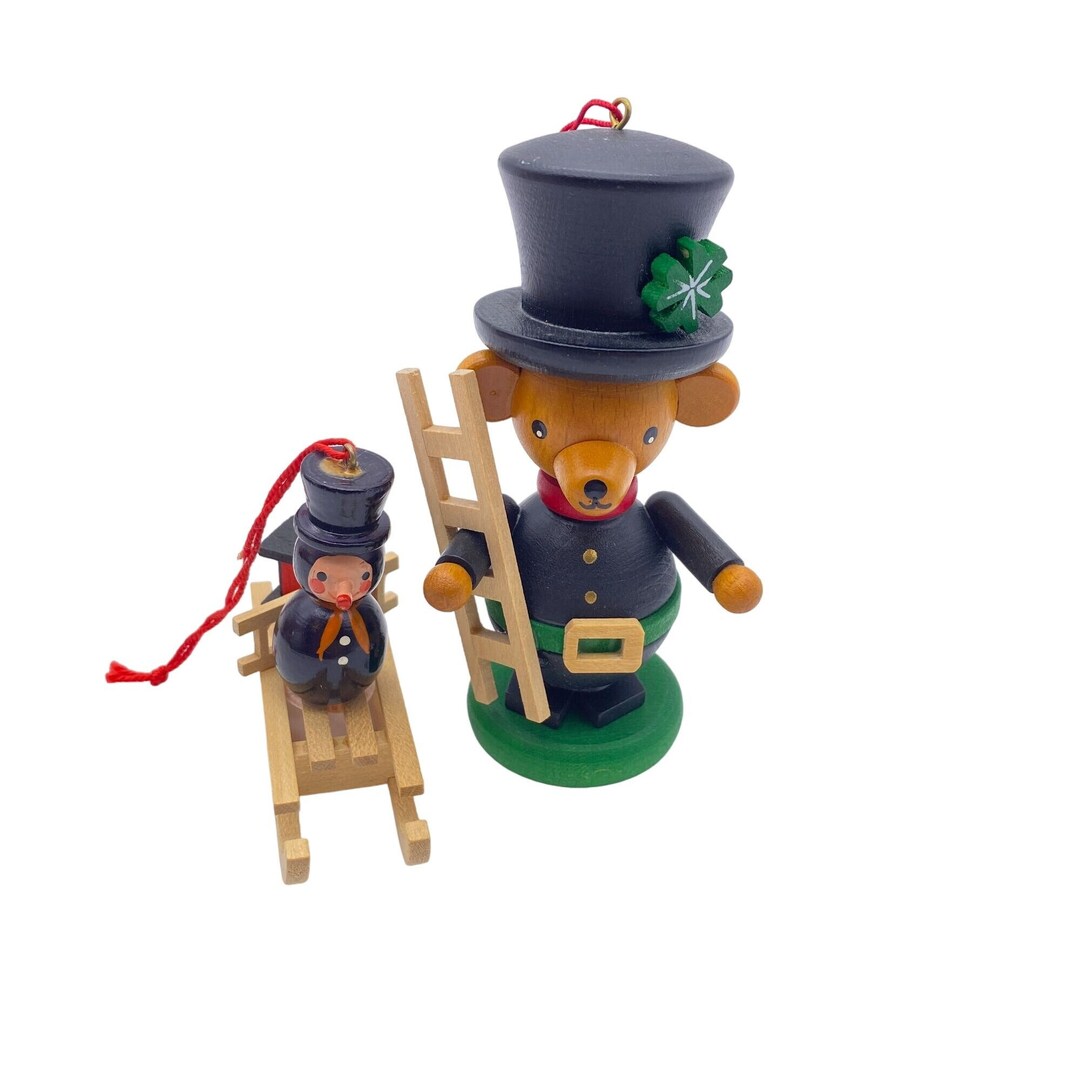 Christian Ulbricht Wooden Teddy Bear Hanging Ornament Chimney Sweep ...