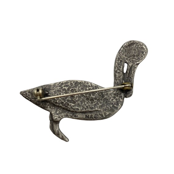 Pelican Duck handmade brooch lapel pin silver tone pe… - Gem