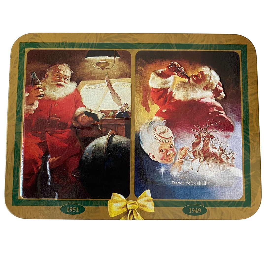 Coca Cola Santa Playing Card Bridge Set Sealed Cards Metal Tin '49/'51 ...