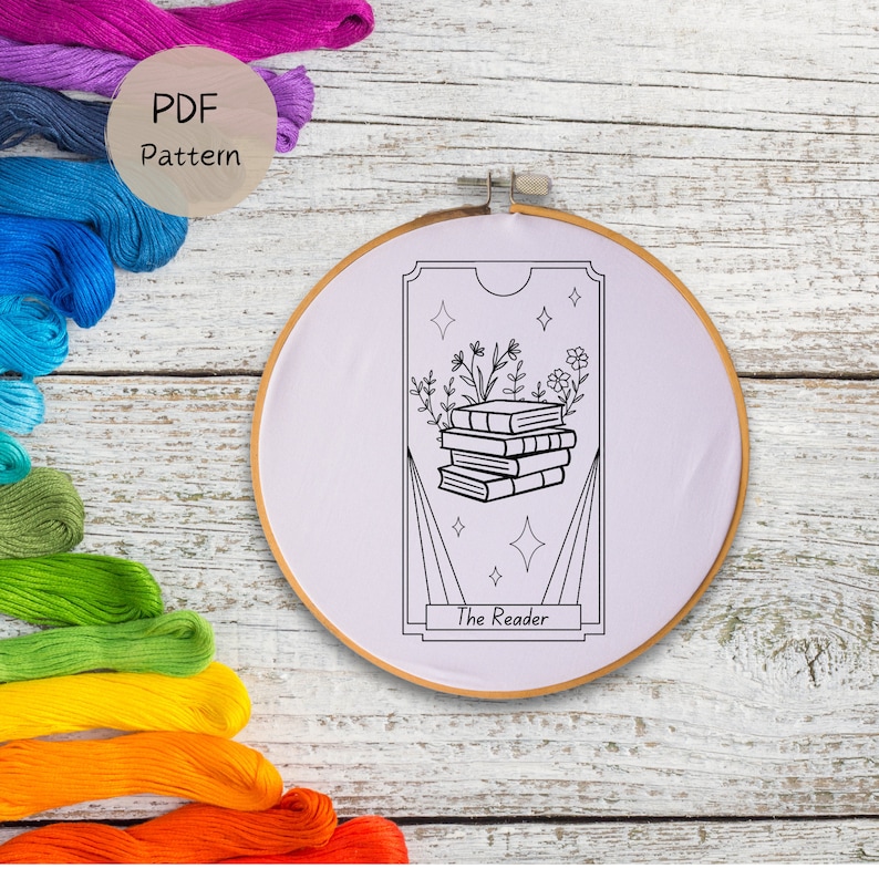 The Reader Hand Embroidery Tarot Card Designs, Witchy Beginner ...