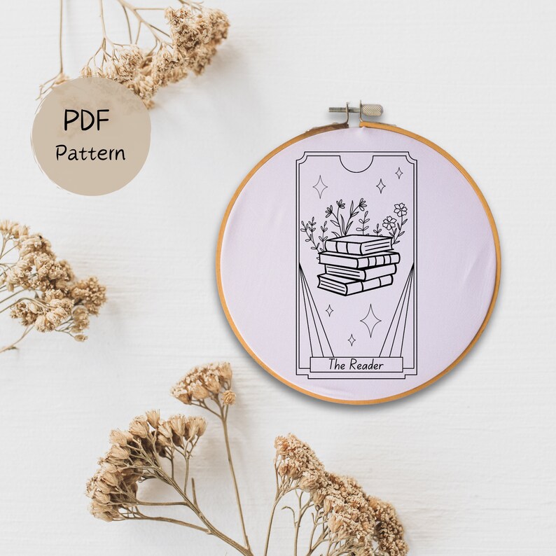 The Reader Hand Embroidery Tarot Card Designs, Witchy Beginner ...