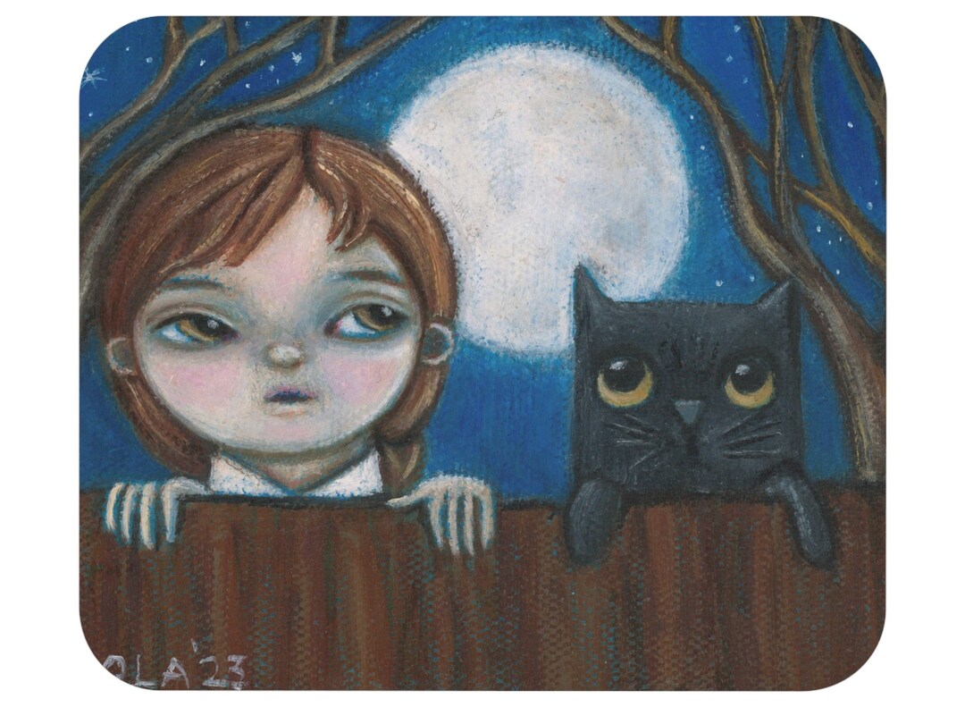 Cottagecore Cat Mouse Pad, Original Art Painting Gift for Cat Lover ...