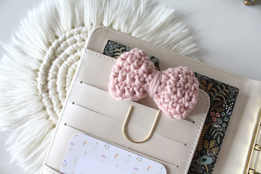 Crochet Bow Paper Clip | Color Options Available! - Etsy
