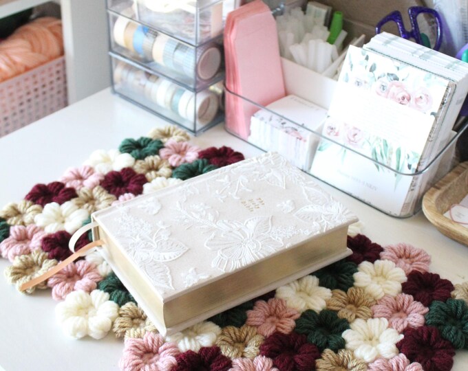 Crochet Flower Desk Mat - Etsy
