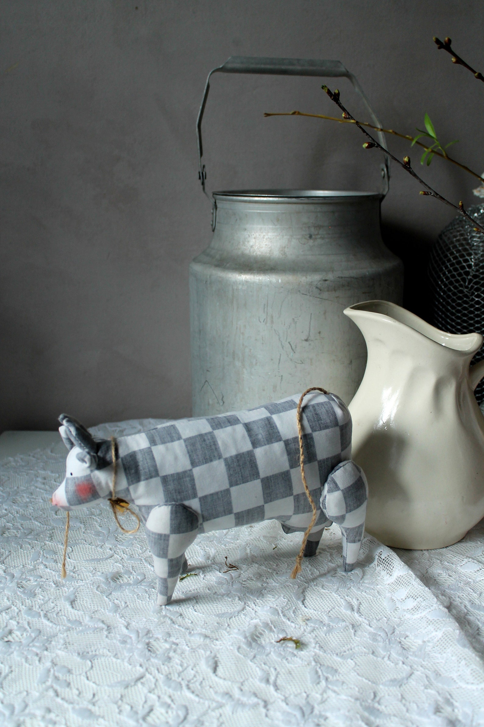 Primitive cow decor Country decor cow Hand painted cow soft | Etsy