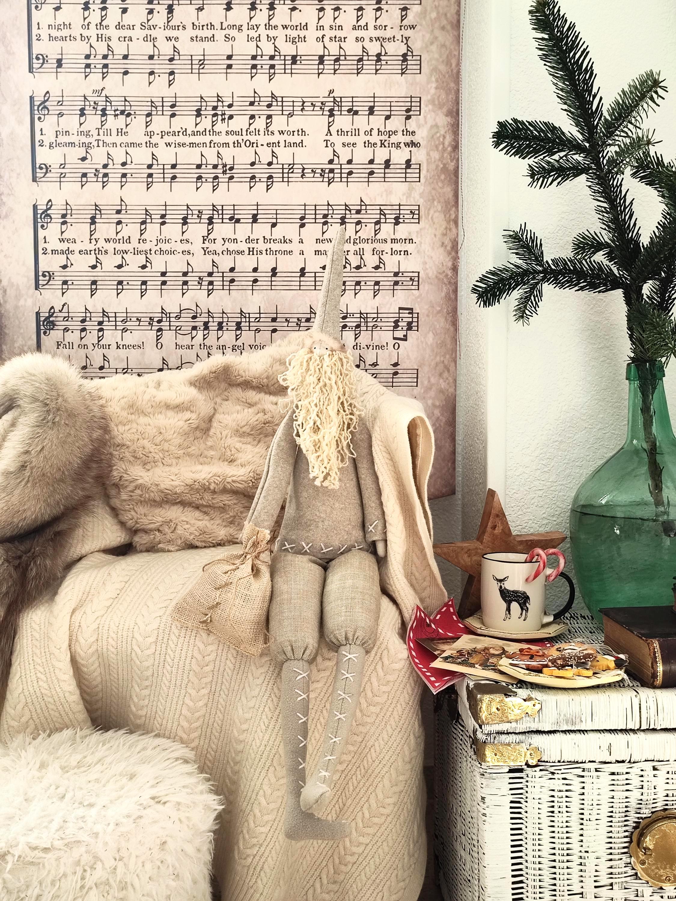 Santa Claus Doll Tilda Beige Nordic Santa Gray Handmade Scandinavian ...