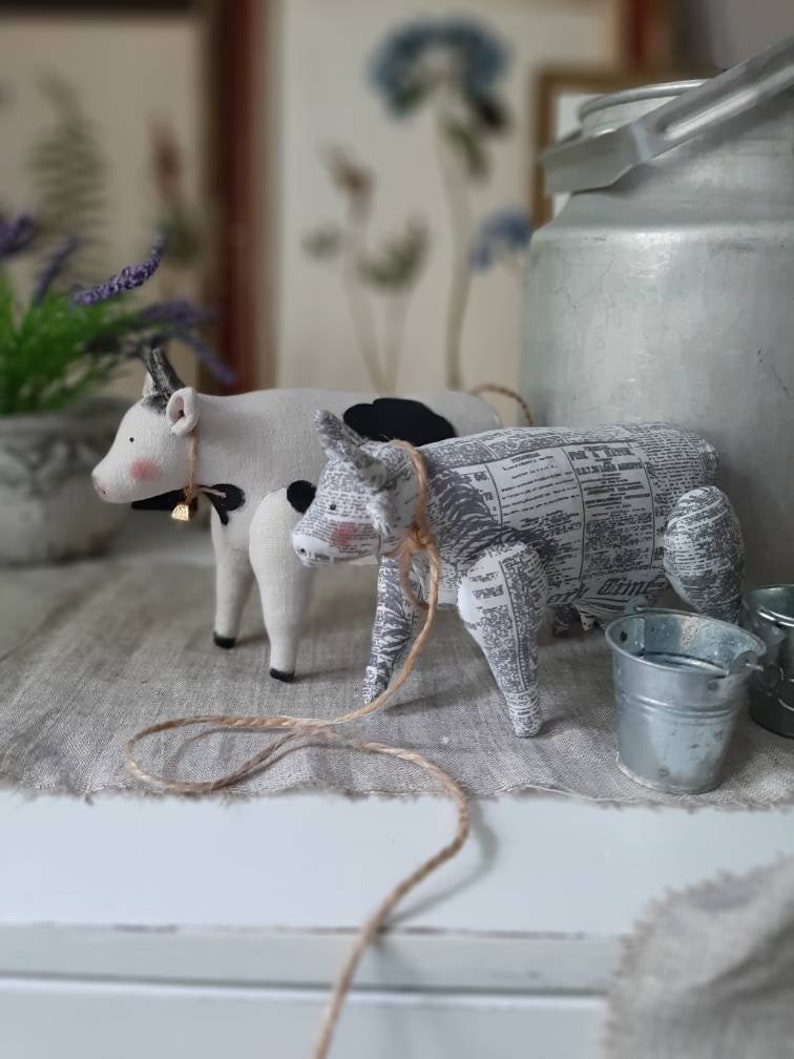 Primitive cow decor Country decor cow Hand painted cow soft | Etsy