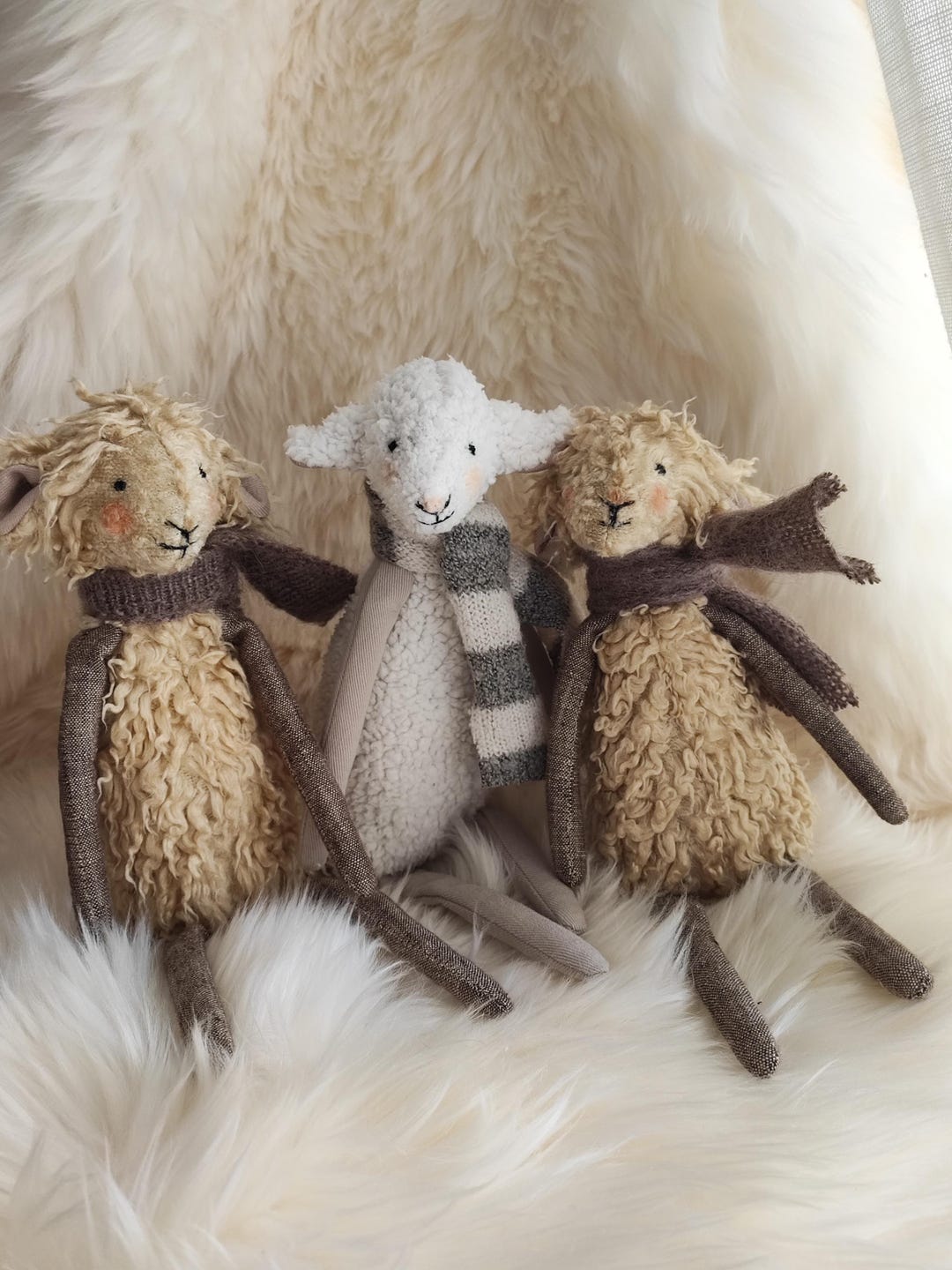 Sheep Doll Lamb Soft Toy Handmade Plush Sheep Primitive Stuffed Animal ...