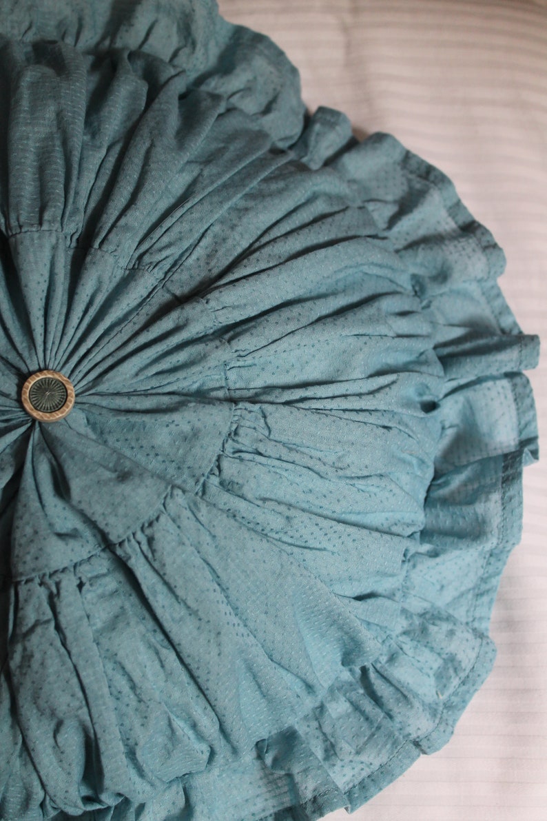 Blue Shabby chic pillows Ruffle round pillows Teal Blue pillow | Etsy