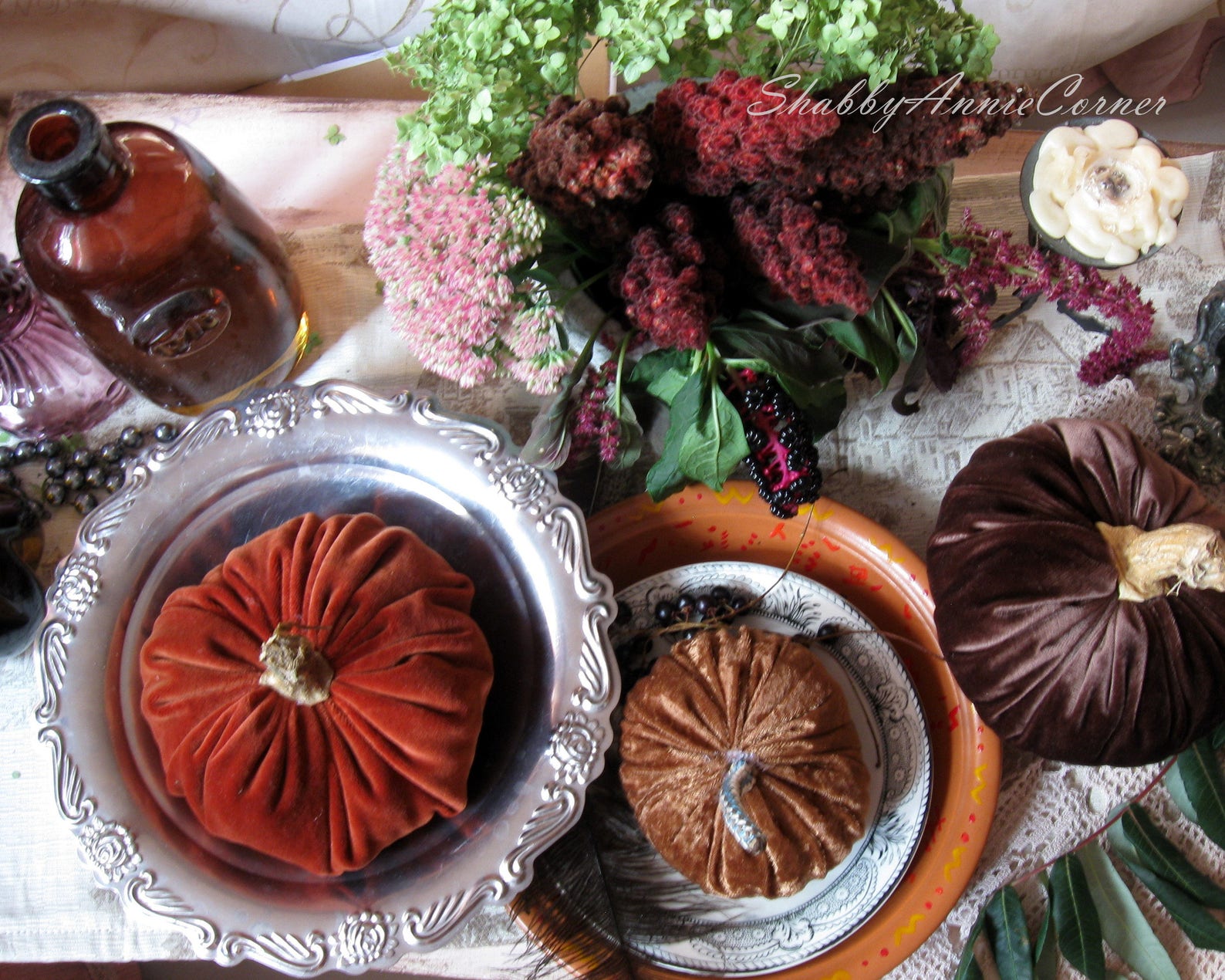 Beige polka dot Velvet pumpkins Decorative pumpkins Beige | Etsy