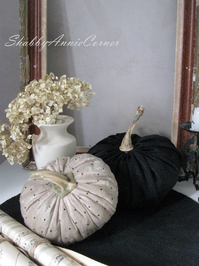 Beige polka dot Velvet pumpkins Decorative pumpkins Beige | Etsy