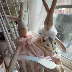 Pink Bunny Doll Tilda Bunny Shabby Chic Decor Stuffed Bunny Rabbit ...
