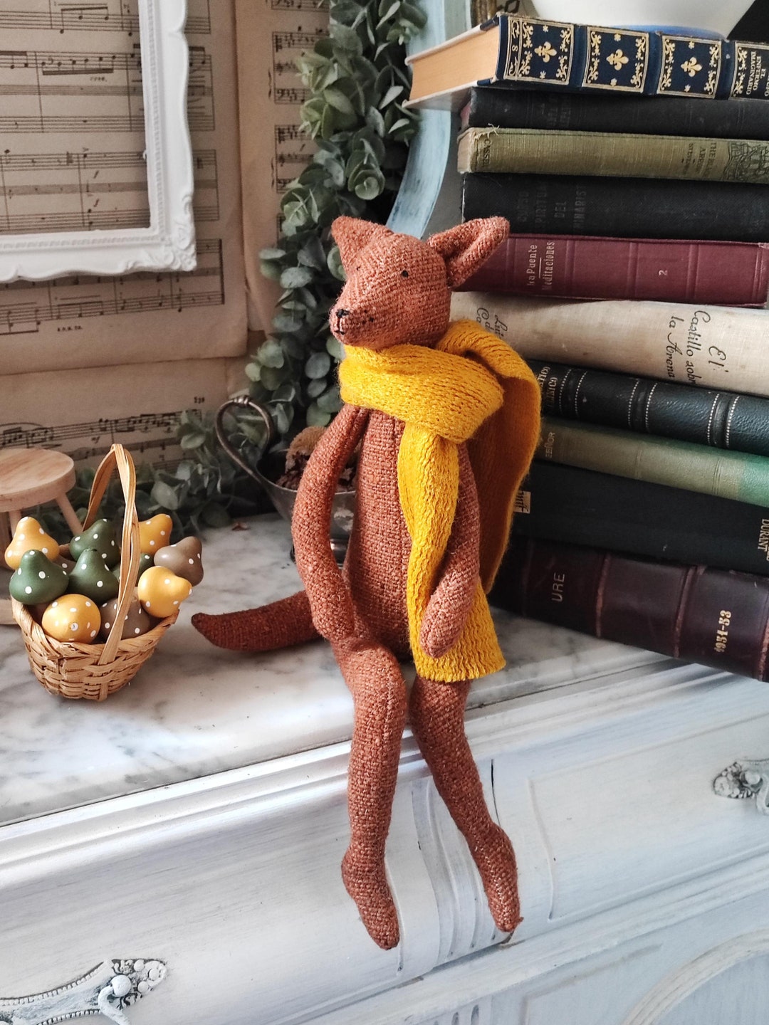 Handmade Textile Fox Art Doll: Cottage Decor Shelf Sitter - Etsy