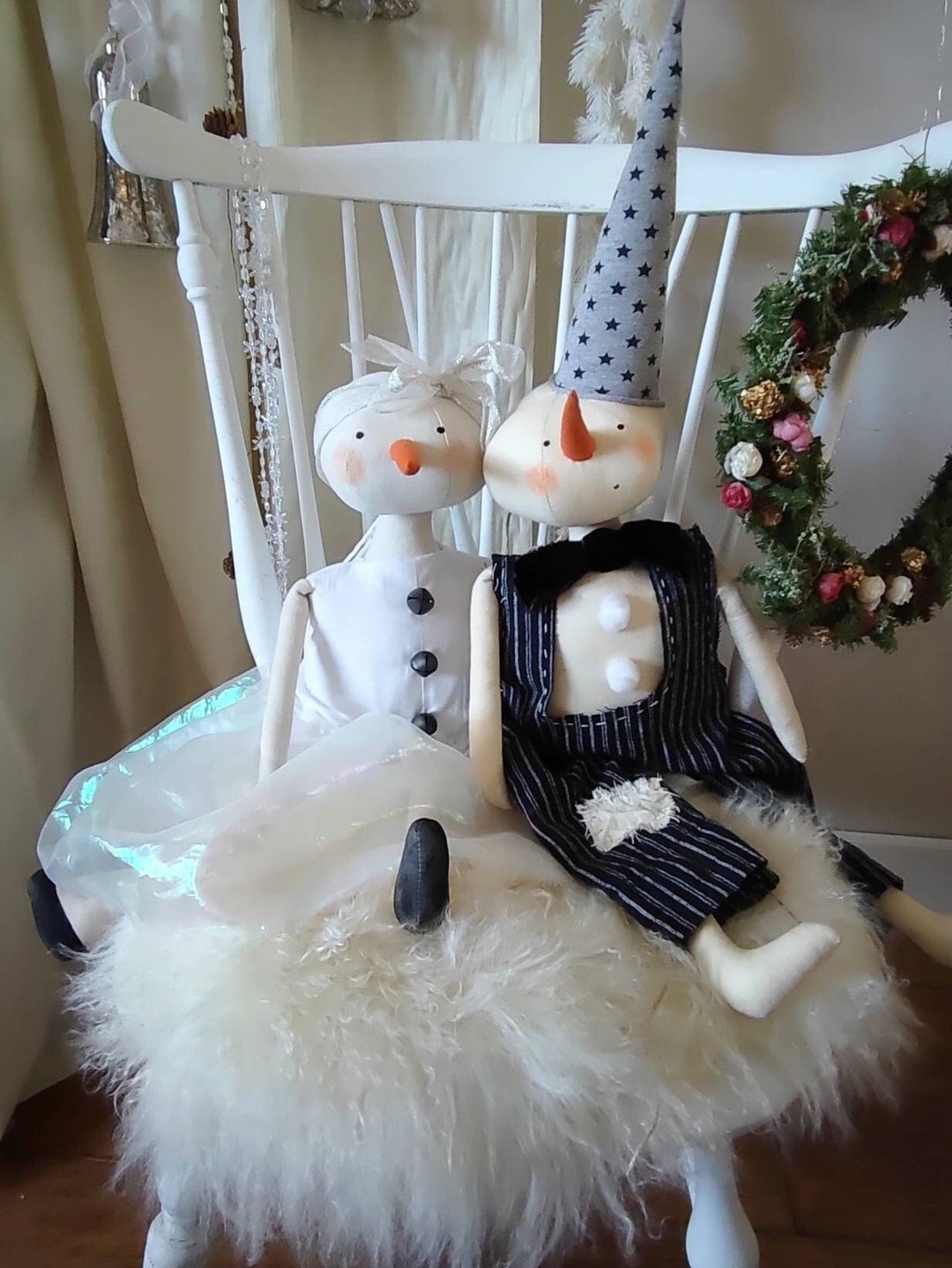 Large Stuffed Snowman Doll Christmas Decoration Handmade Door Decor ...