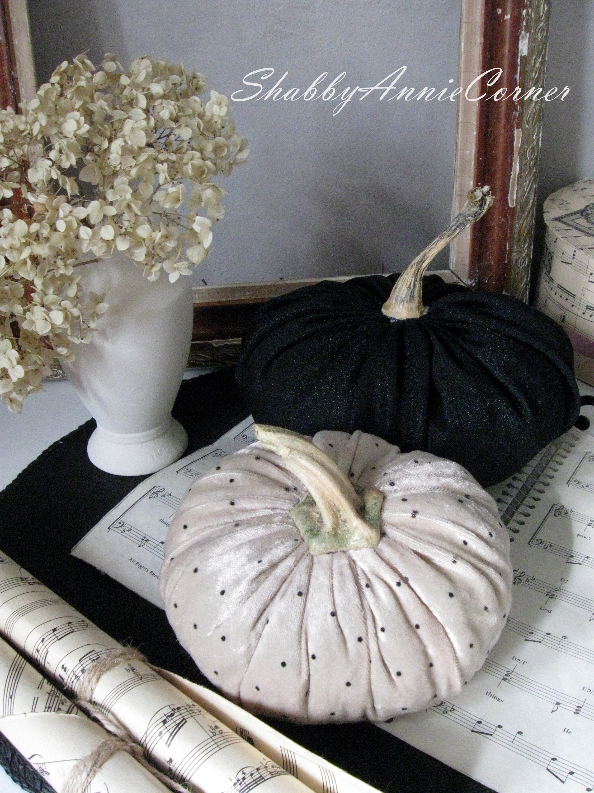 Beige polka dot Velvet pumpkins Decorative pumpkins Beige | Etsy