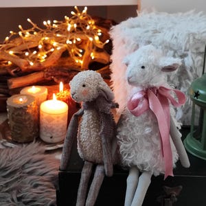 Sheep Doll Lamb Soft Toy Handmade Plush Sheep Primitive Stuffed Animal ...