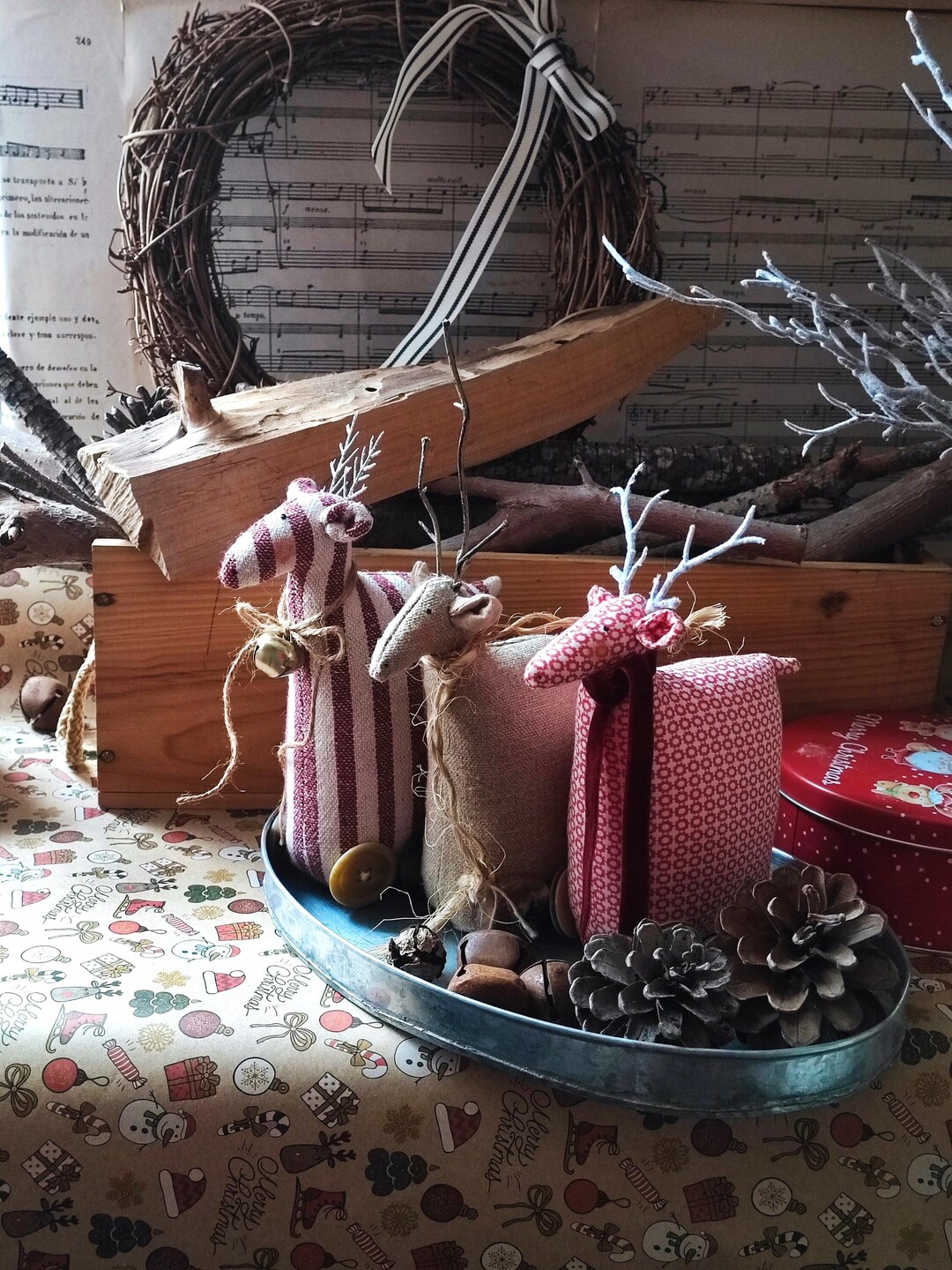 Scandinavian Christmas Deer Tilda Handmade Rustic Christmas Mantle ...