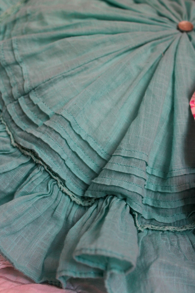 Pink Floral Round Pillow With Ruffle Cotton Round Pillows | Etsy